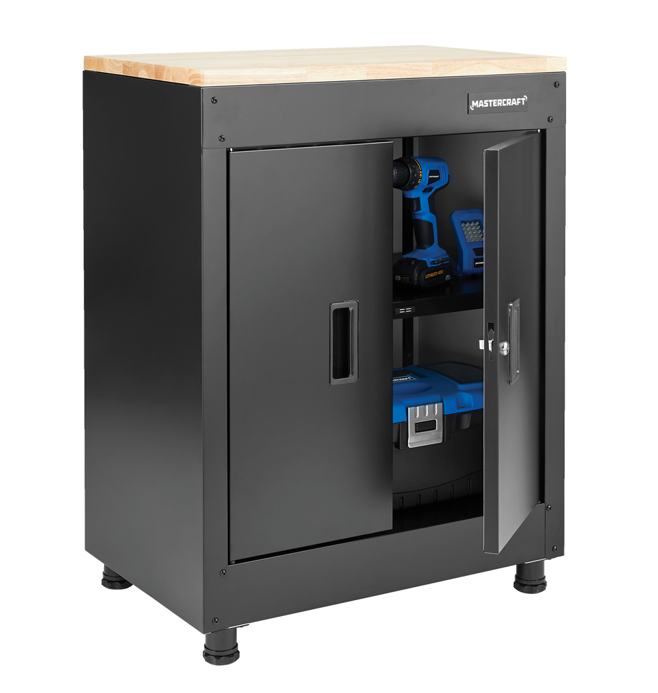 Mastercraft 2-Door Wooden Top Base Storage Cabinet with Adjustable ...