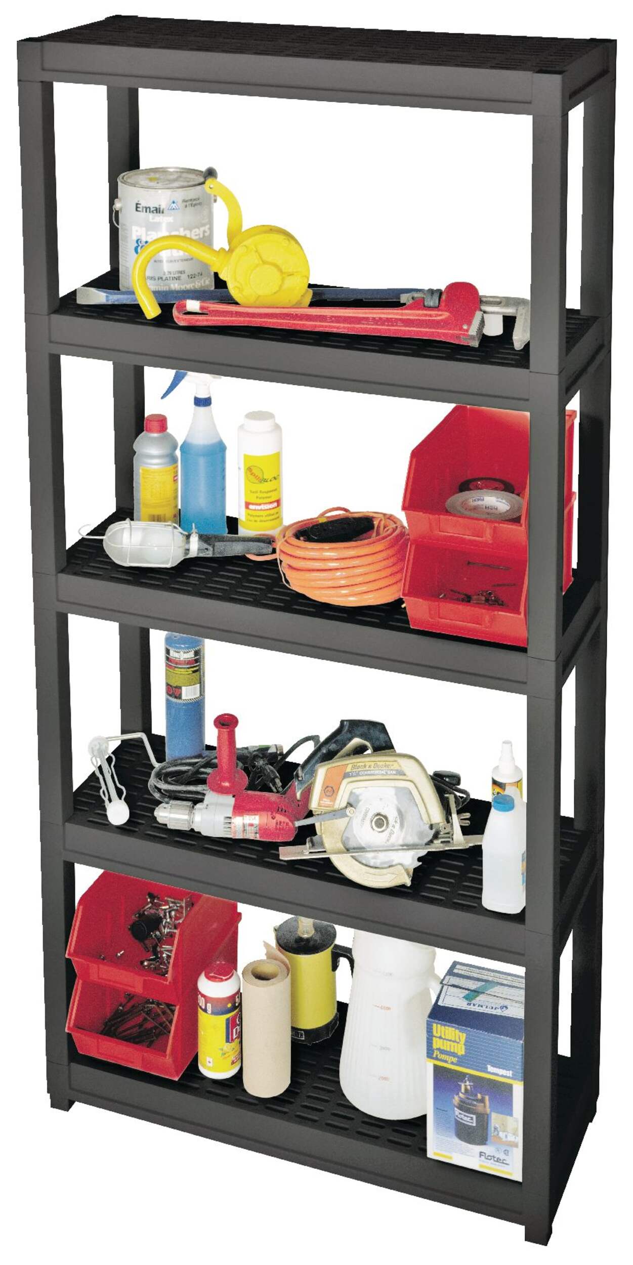 GSC 5-Shelf Heavy Duty Resin Storage Rack / Shelving Unit, 14 x 36 x 74 ...