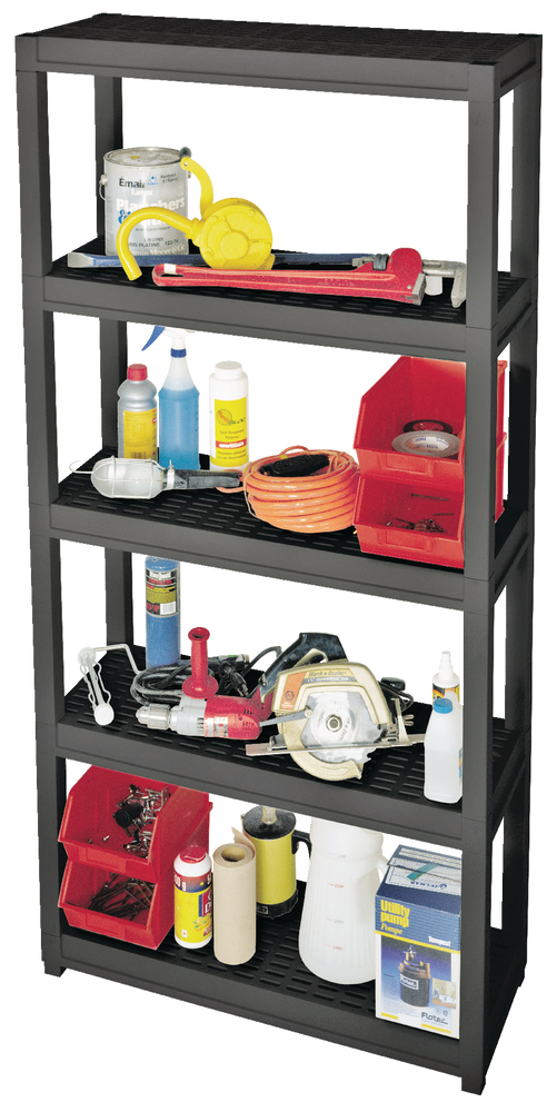 GSC 5-Shelf Heavy Duty Resin Storage Rack / Shelving Unit, 14 x 36 x 74 ...