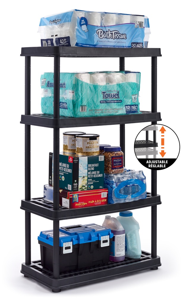 TuffStore® Adjustable 4-Shelf Resin/PlasticStorage Rack / Shelving Unit ...