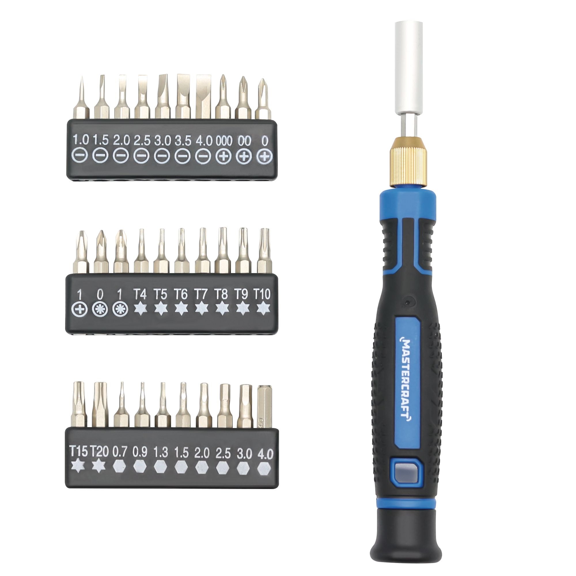 Mastercraft Precision Screwdriver Set with Telescopic Driver, Rubber ...