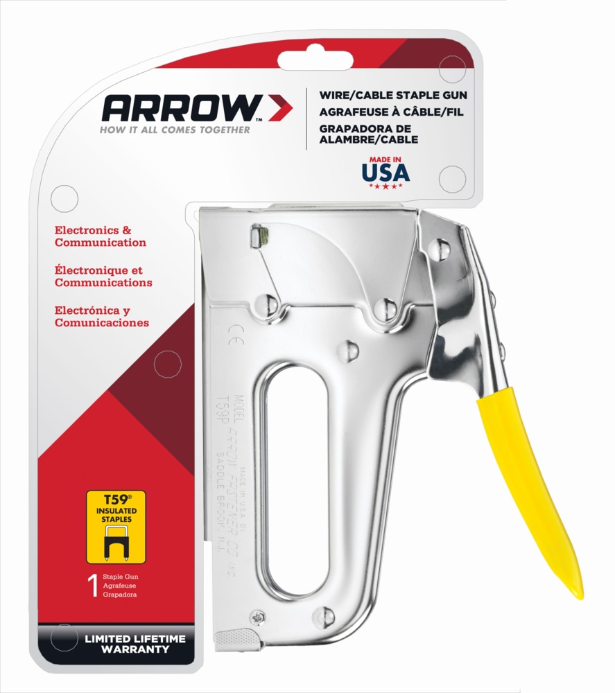 Arrow T59 Wire & Cable Insulated Staple Gun, Fits 1/4-in, 1/4 x 5/16-in, 5/16-in T59 Insulated ...