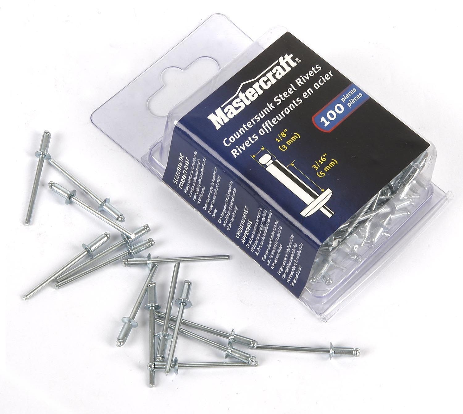 Mastercraft 1/8-in x 3/16-in Short Steel Countersunk Rivets, 100-pk ...