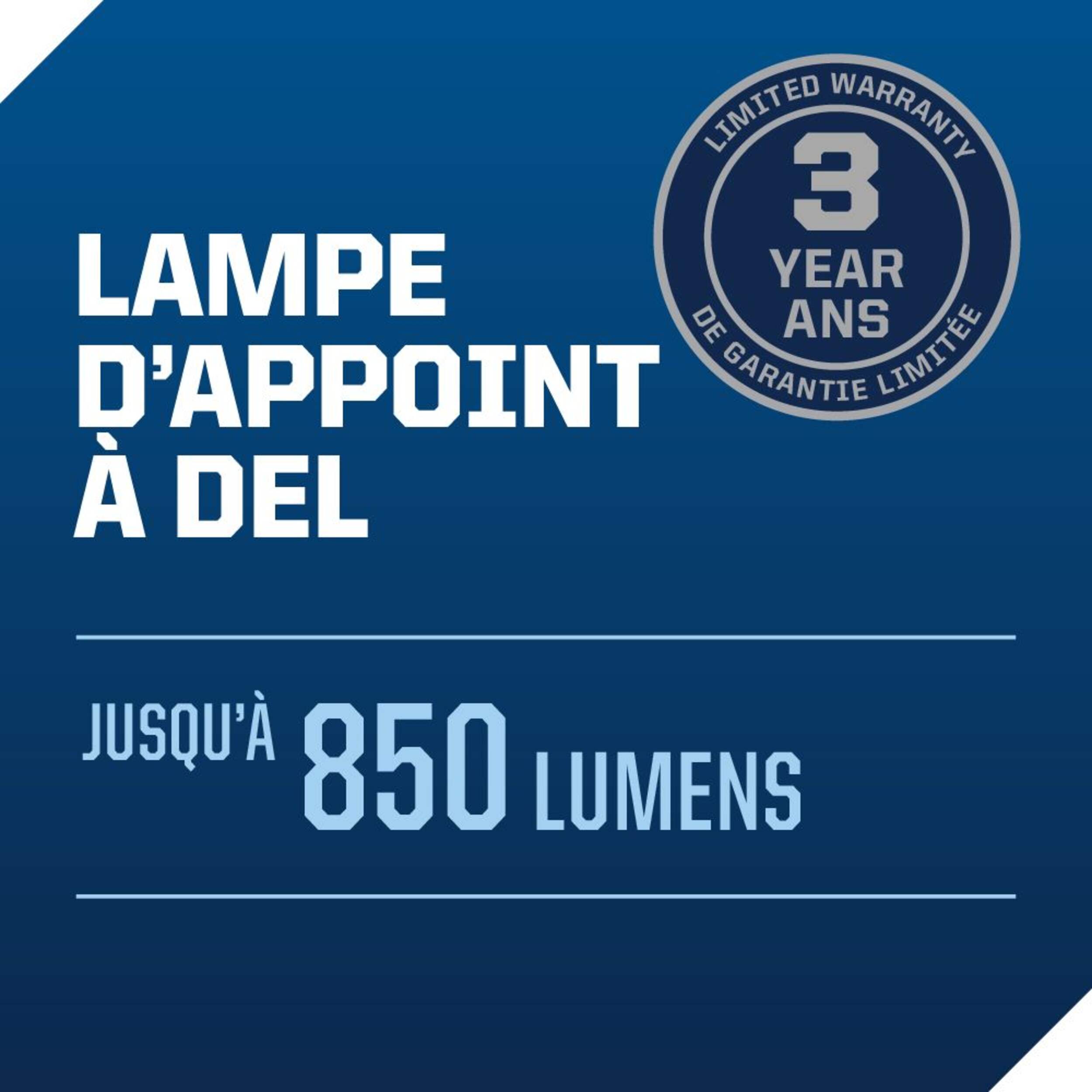 Lampe de travail portative à DEL sans fil au lithium-ion 20 V Max Mastercraft, 850 lumens, outil ...