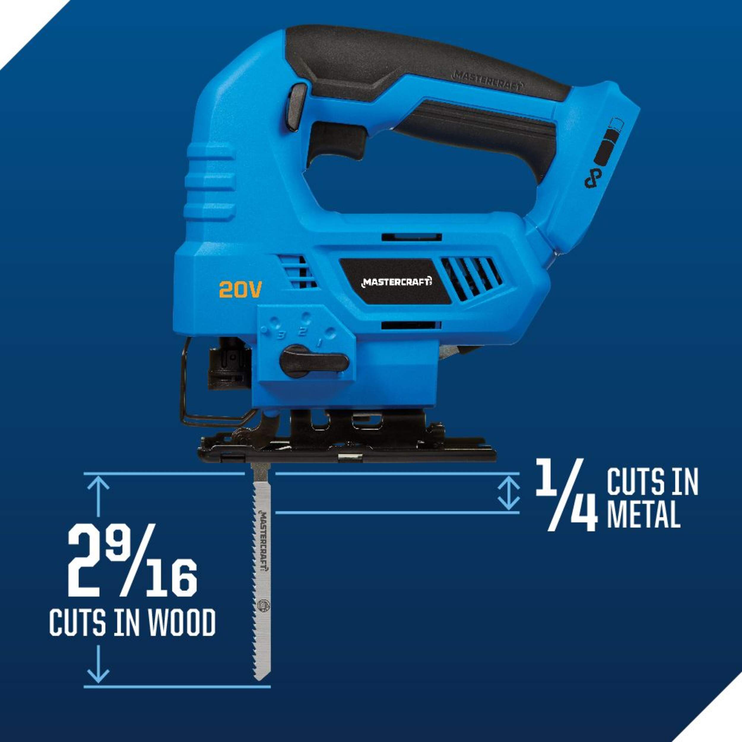 Mastercraft 20V Max Cordless T-Shank Variable Speed Cordless Jigsaw ...
