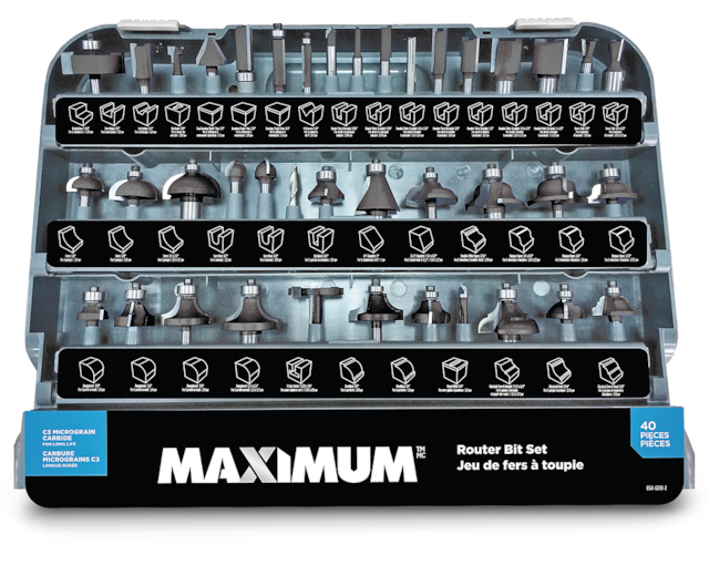 MAXIMUM Assorted Carbide-Tipped Router Bit Set with Storage Case, 1/2 ...