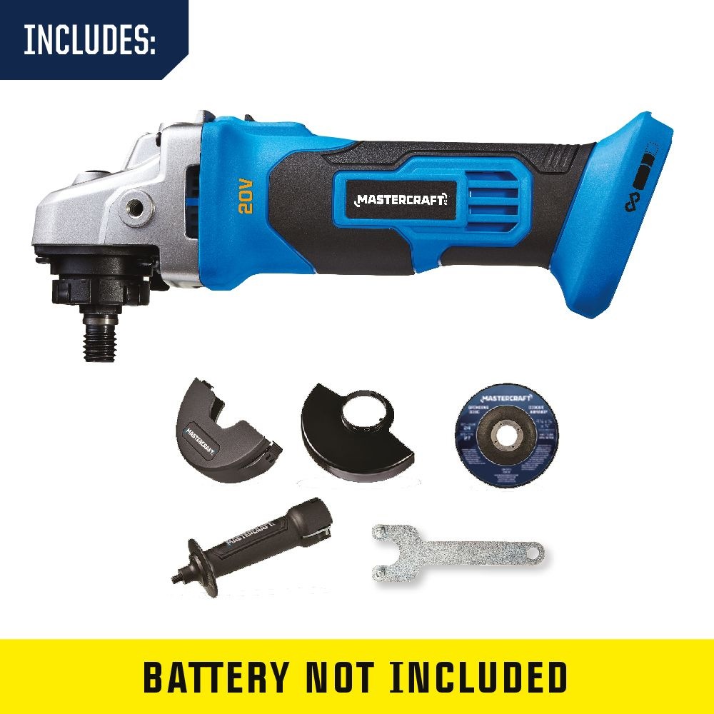 Mastercraft 20V Max Lithium-Ion Cordless Angle Grinder with Auxiliary ...