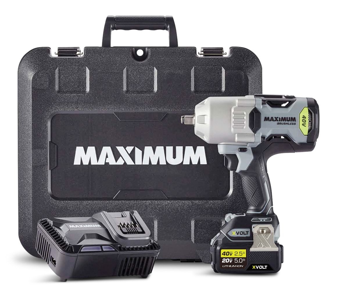 MAXIMUM 40V 1/2-in Brushless Cordless High Torque Impact Wrench Kit ...