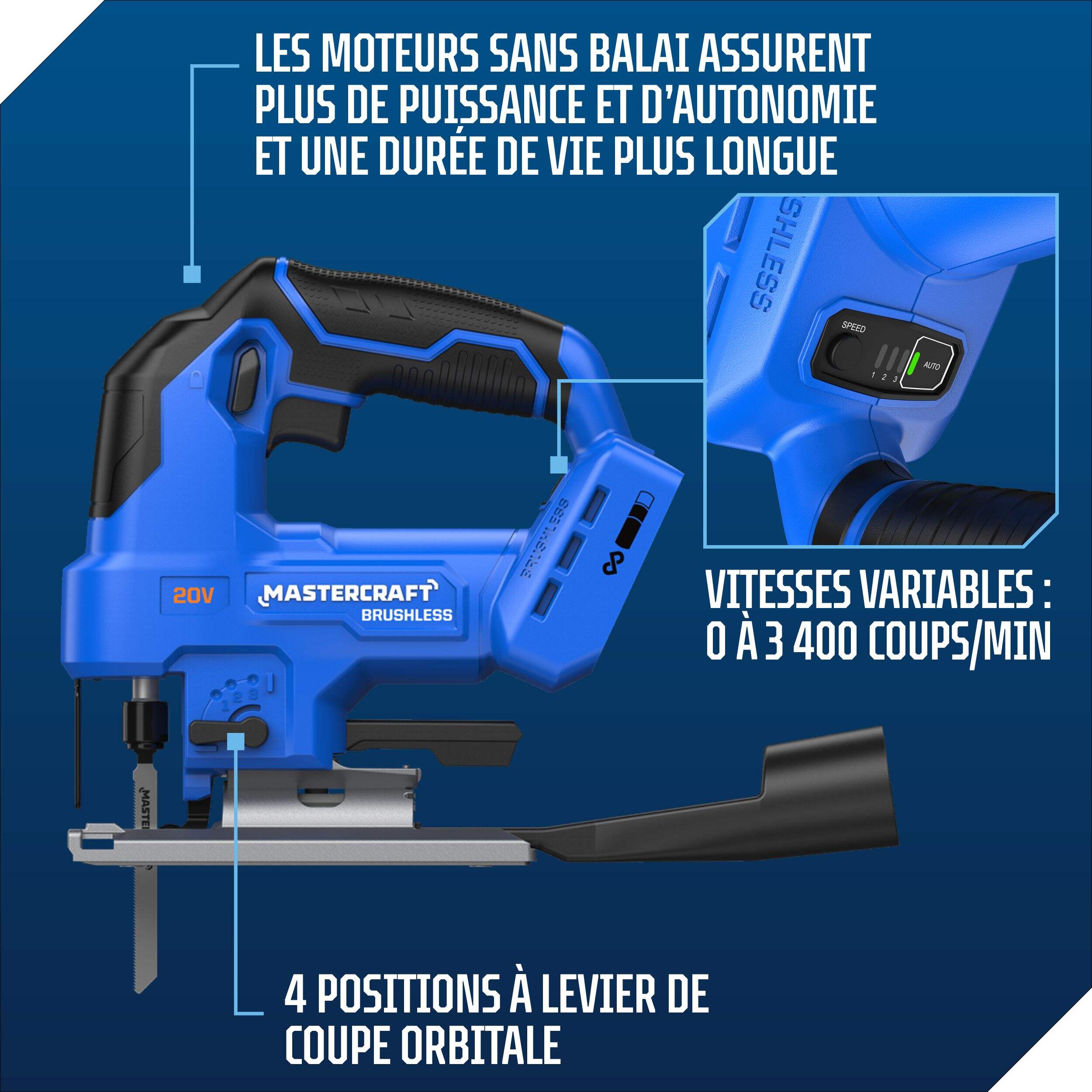 Mastercraft 20V Brushless Jigsaw, PWR POD Compatible | Canadian Tire