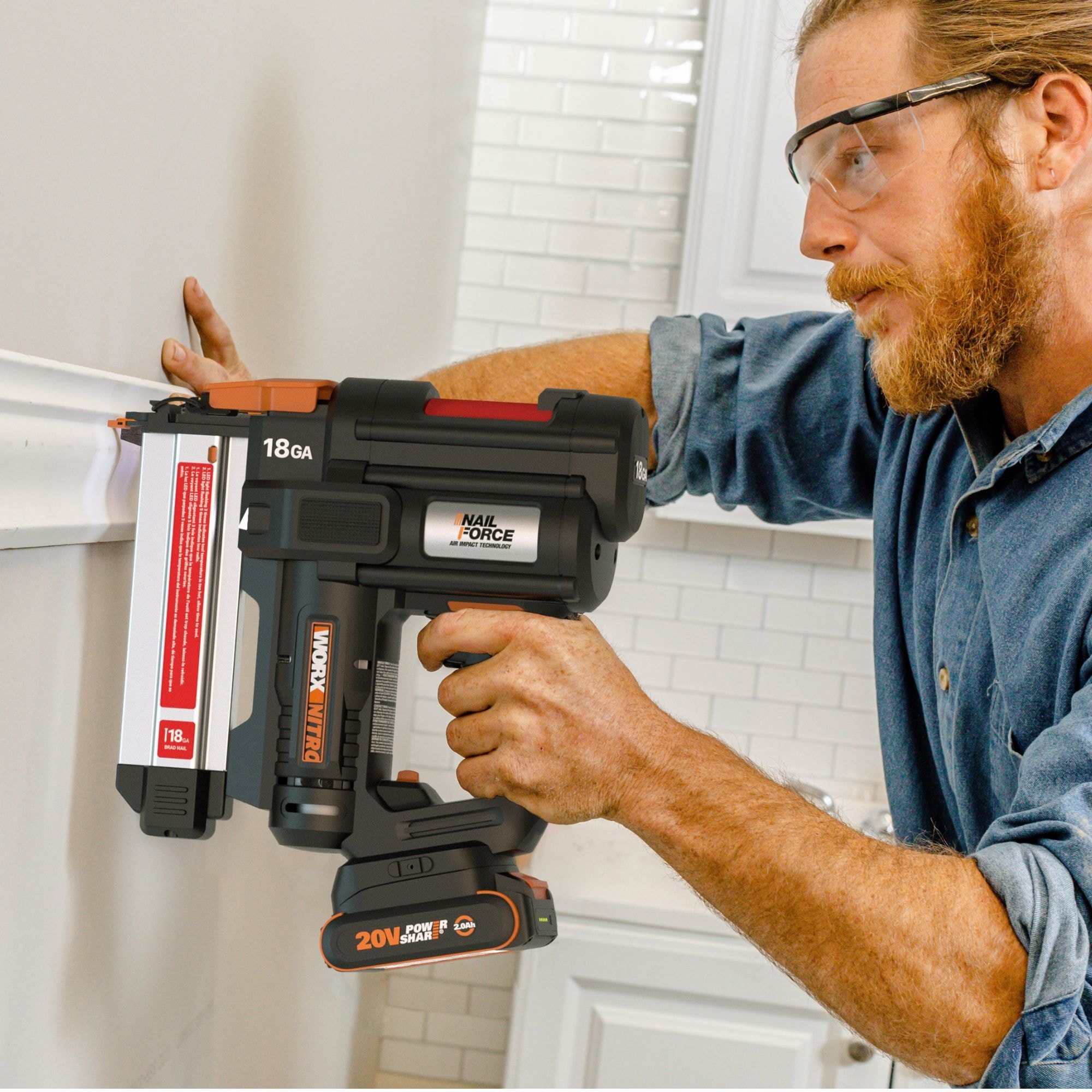 WORX NITRO WX842L 20V 18 Gauge Cordless Brad Nailer with Tool Free Jam Release Canadian Tire