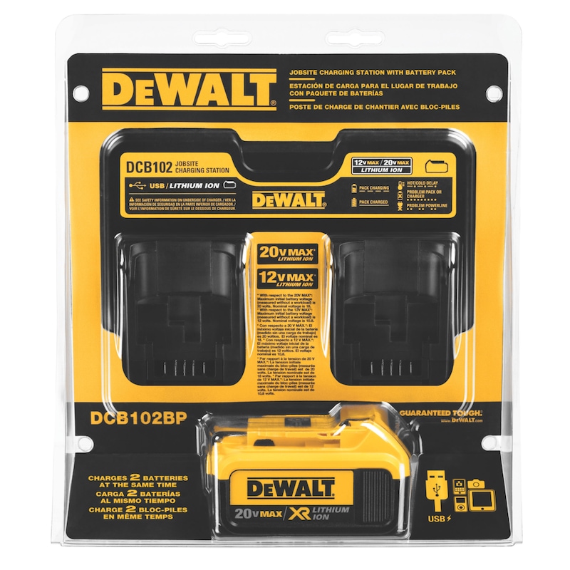DEWALT DCB102 12V-20V MAX Lithium-Ion Dual-Port Fast Battery Charger ...