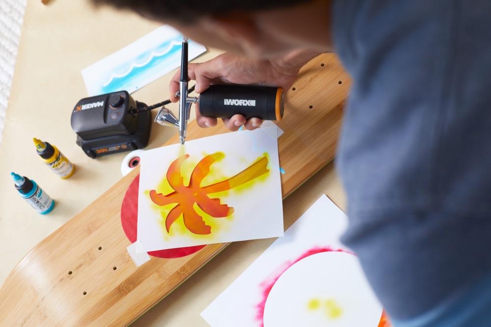 WORX WX742L.9 MAKERX 20V Power Share Compact Cordless Air Brush Paint Sprayer, Tool Only ...