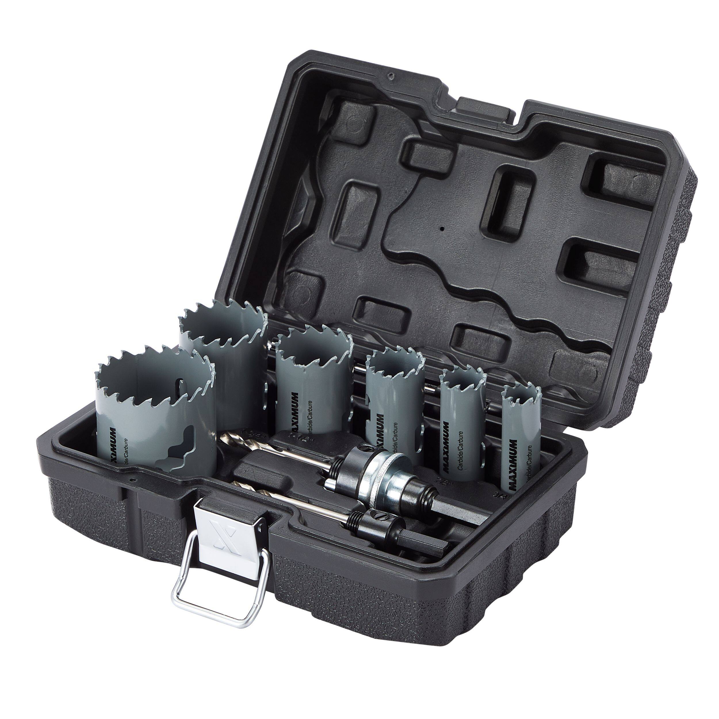 MAXIMUM Carbide Tipped Hole Saw Set for Wood Metal Steel 10 pc Canadian Tire