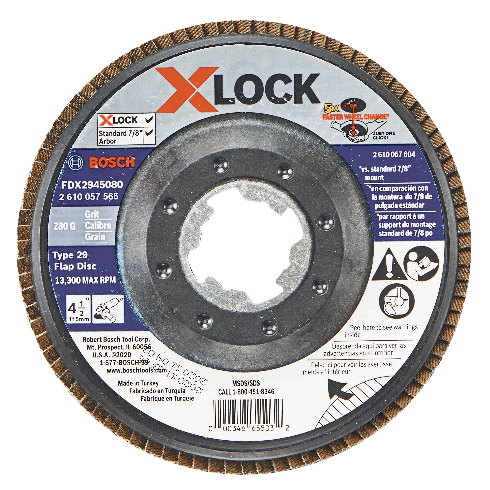 Bosch X-Lock Flap Disc for Small Angle Grinder, T29, 4-1/2-in, 80 Grit ...