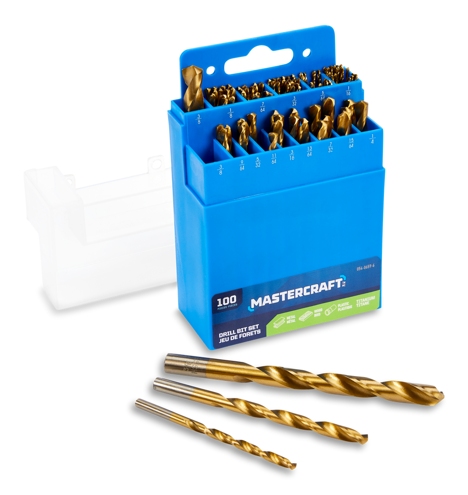 Mastercraft Titanium Drill Bit Set for Wood, Metal, Plastic, 100-pc ...