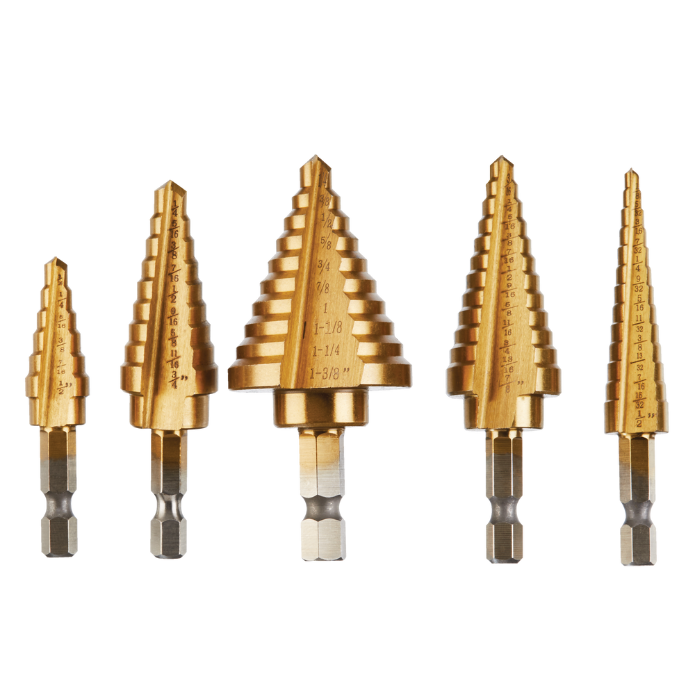 Mastercraft Titanium-Nitride Coated Step Drill Bit Set for Metal ...
