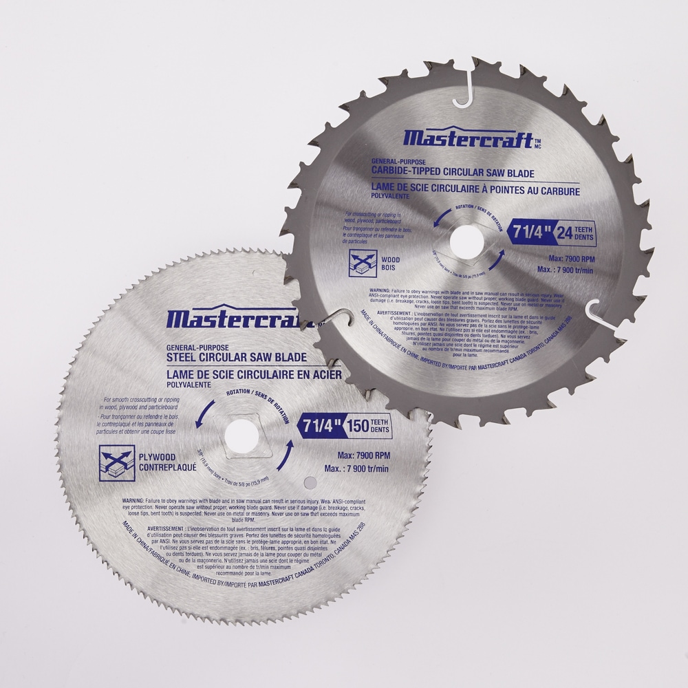 Mastercraft 7-1/4-in 24T & 150T Steel Carbide Tipped Circular Saw Blade ...