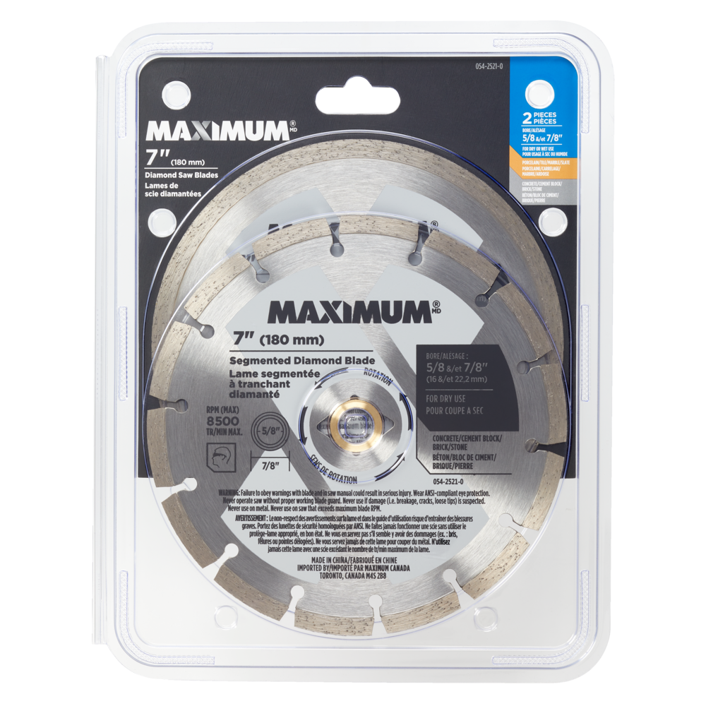 Lames de scie diamantées MAXIMUM, pour céramique, béton, marbre ...