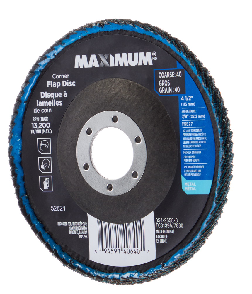 MAXIMUM 40 Grit Zirconia Corner Flap Disc/Wheel 7/8-in Arbor, for Metal ...