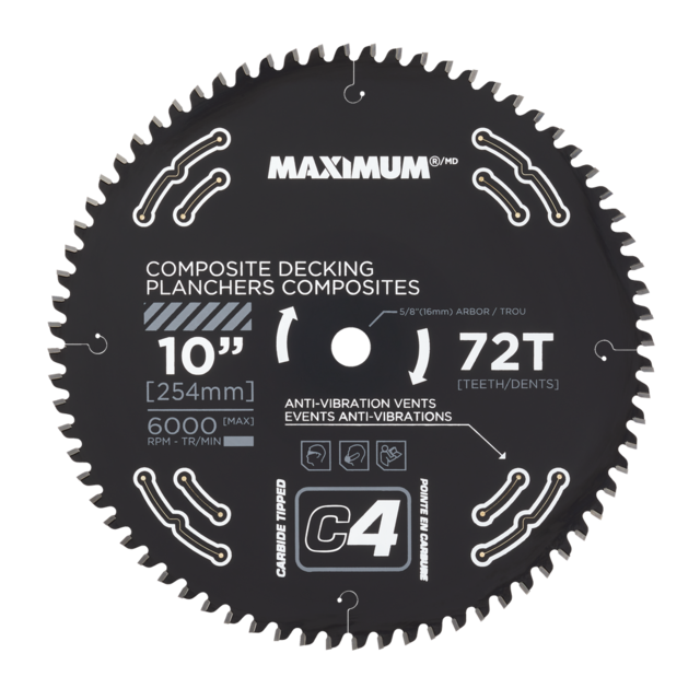 MAXIMUM 10-in 72T Carbide Tipped Circular Saw Blade for Composite ...