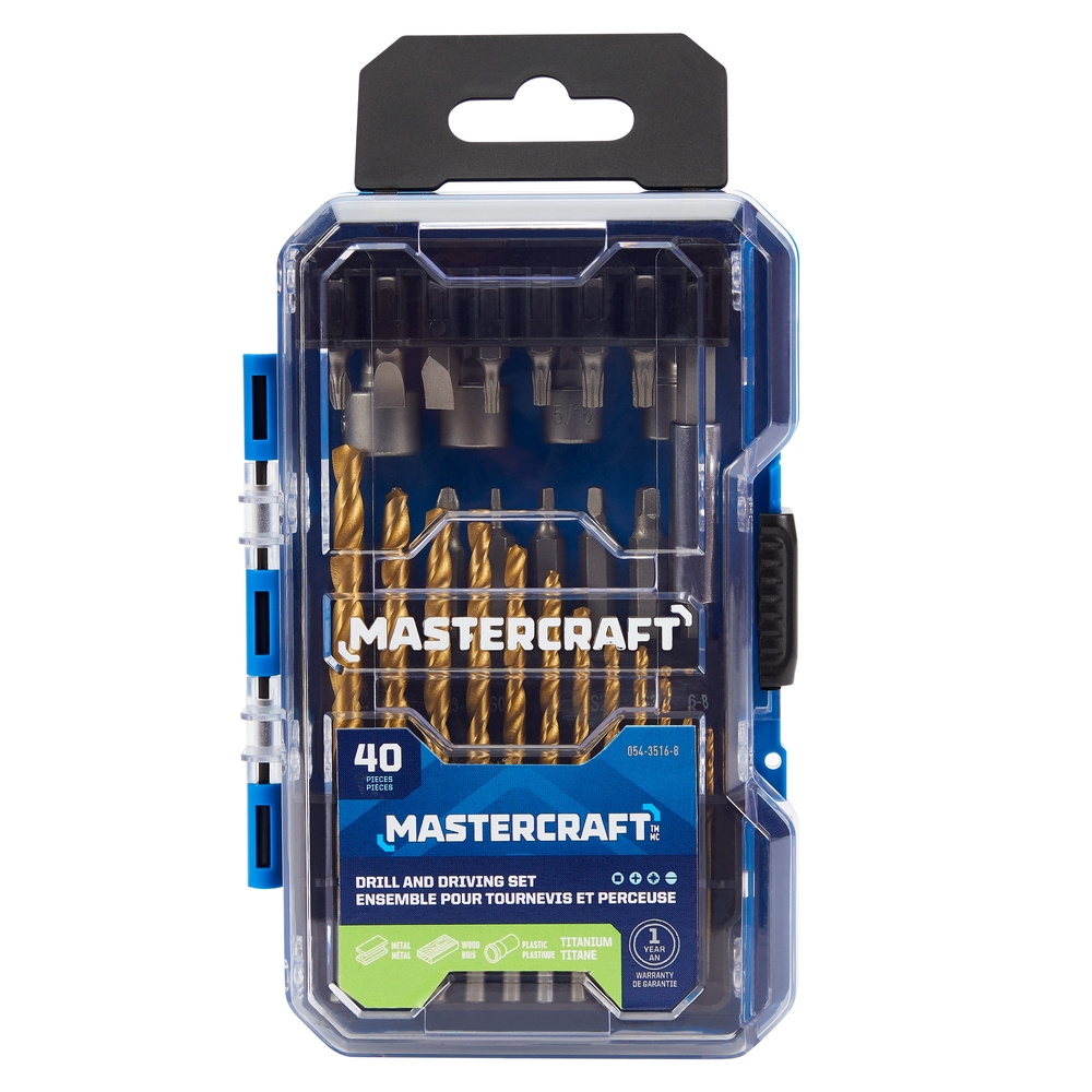 Mastercraft Titanium Drill & Drive Set for Wood, Metal, Plastic, 40-pc ...