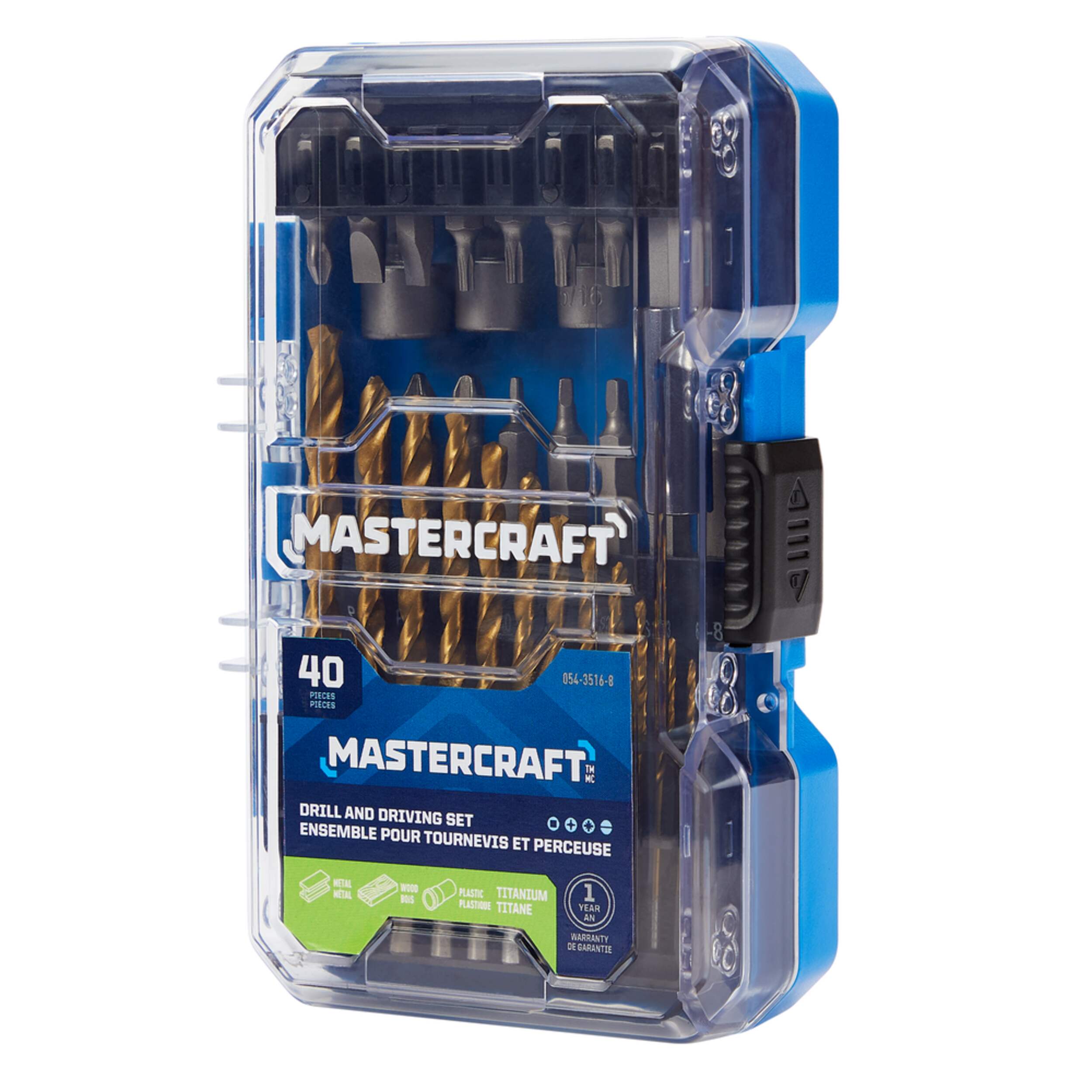 Mastercraft Titanium Drill & Drive Set for Wood, Metal, Plastic, 40-pc ...