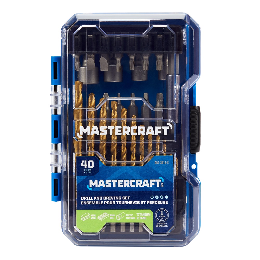 Mastercraft Titanium Drill & Drive Set for Wood, Metal, Plastic, 40-pc ...