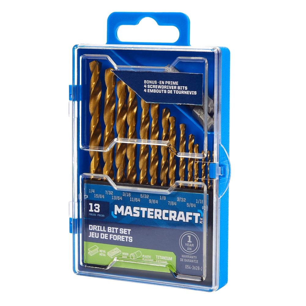 Mastercraft Titanium Drill Bit Set for Wood, Metal, Plastic, 13-pc ...
