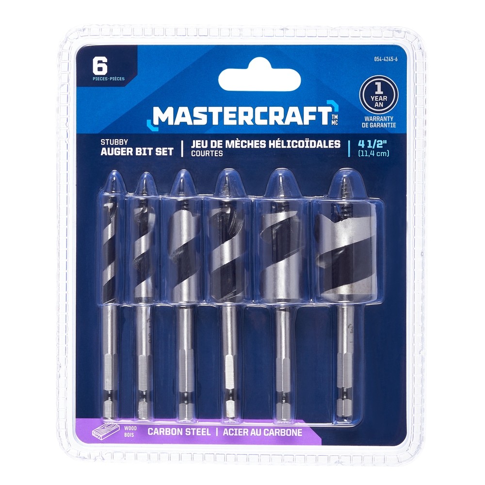 Mastercraft 4-1/2-in HCS Stubby Auger Bit Set for Wood, 6-pc | Canadian ...