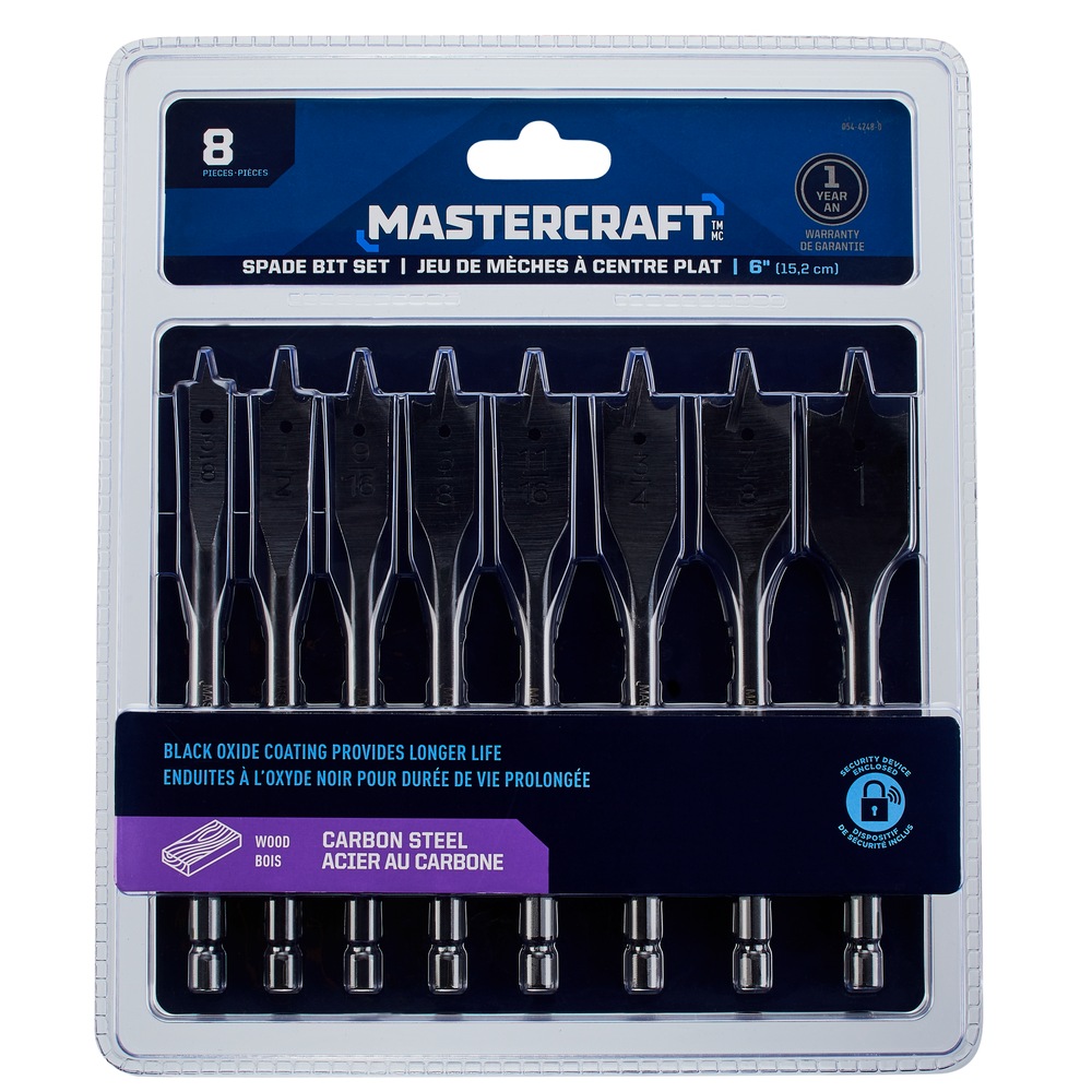 Mastercraft 6-in HCS Spade Drill Bit Set for Wood, 8-pc | Canadian Tire