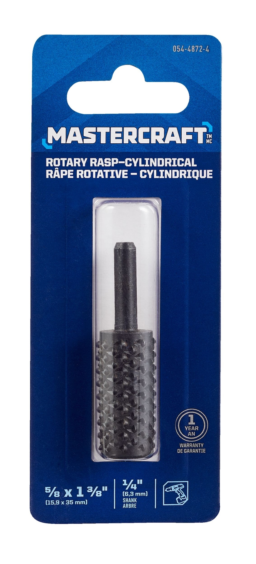 Mastercraft Cylindrical Rotary Rasp, PR-1, 1/4-in Shank, For Wood ...