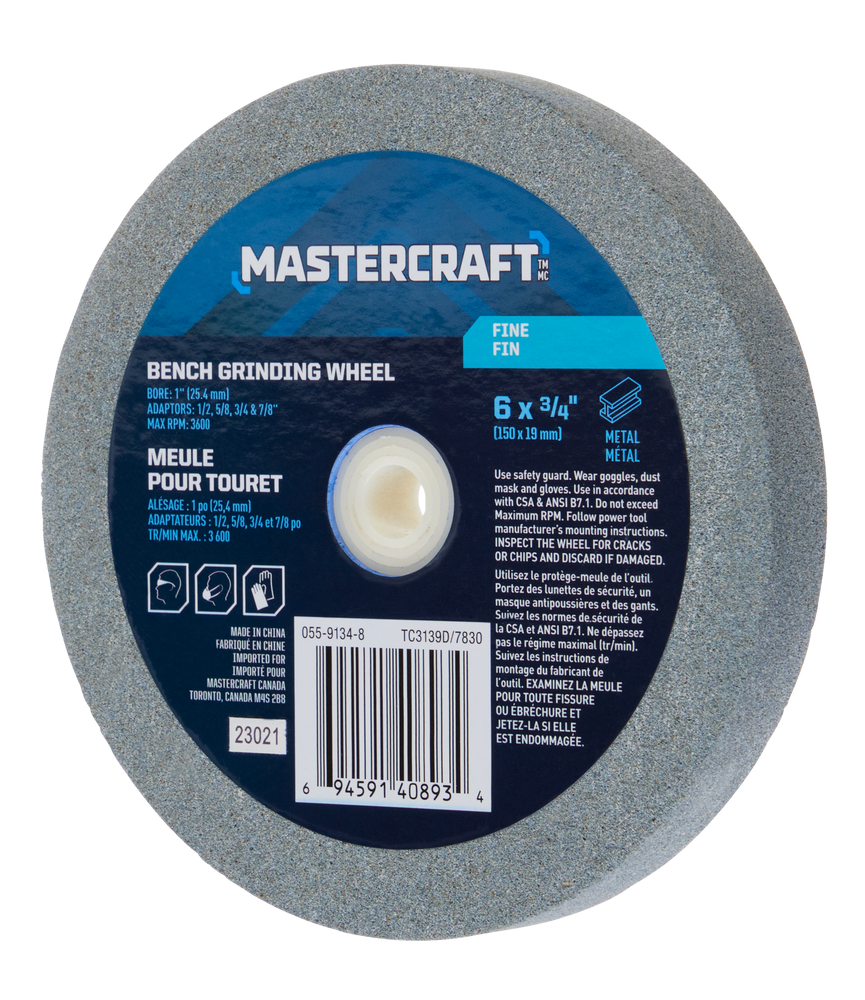 Mastercraft 6 in X 3 4 in 120 Grit Aluminum Oxide Bench Grinding Wheel