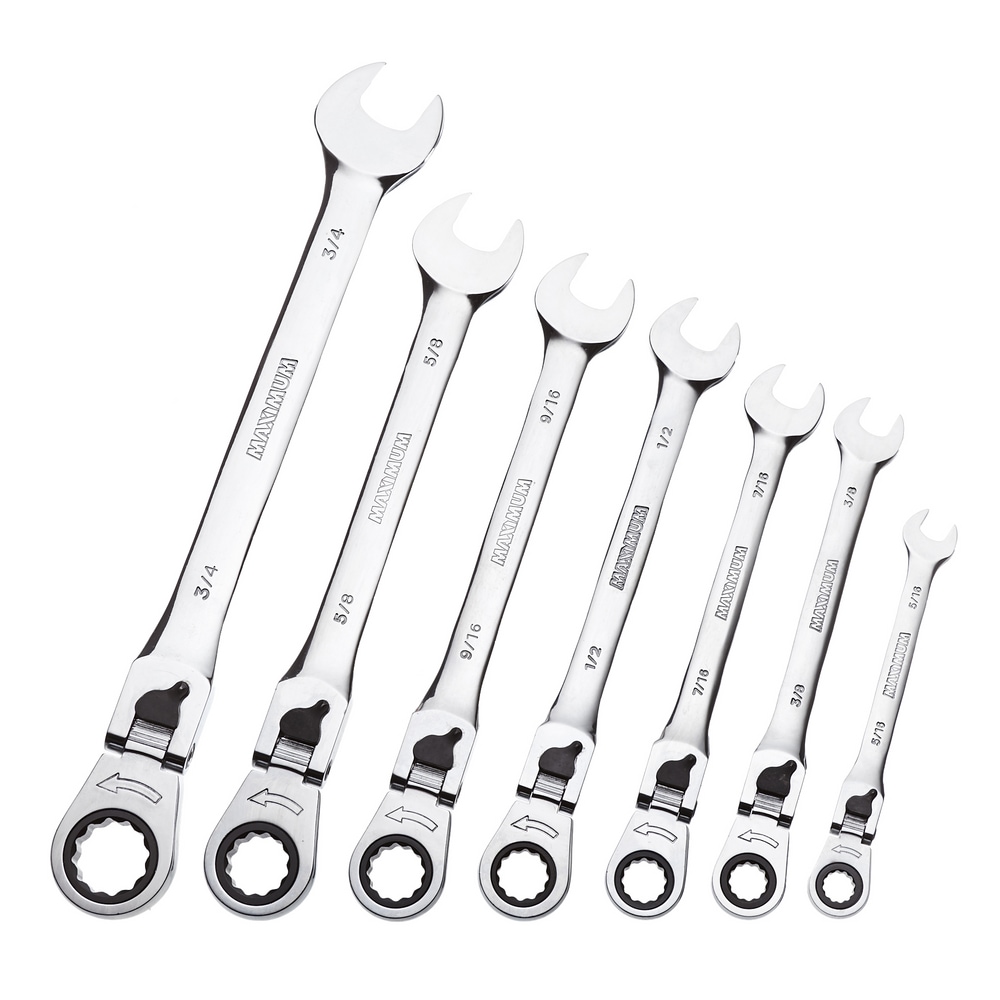 MAXIMUM Locking Flex-Head Ratcheting Wrench Set, SAE, 7-pc | Canadian Tire