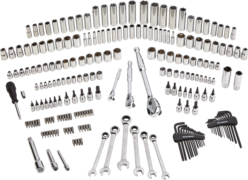 MAXIMUM Professional Grade Socket Set, 224-pc, CRV, Nickel-Chrome ...