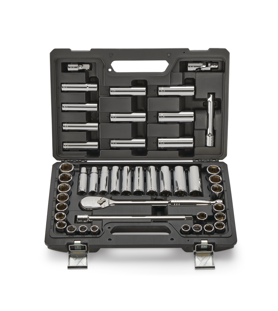 Jeu de douilles de qualité professionnelle à prise de 1/2 po MAXIMUM, 45 pc, SAE/métrique, CRV ...