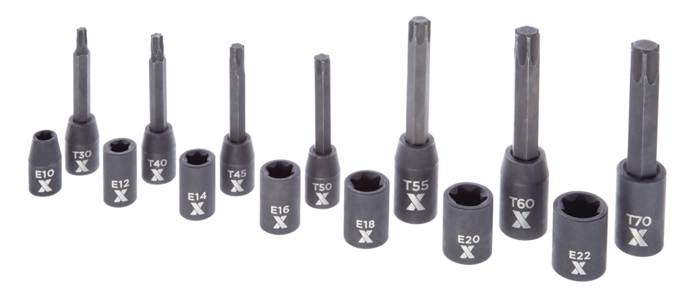 MAXIMUM Torx & E-Torx Impact Bit Socket Set, 14-pc, SAE/Metric ...