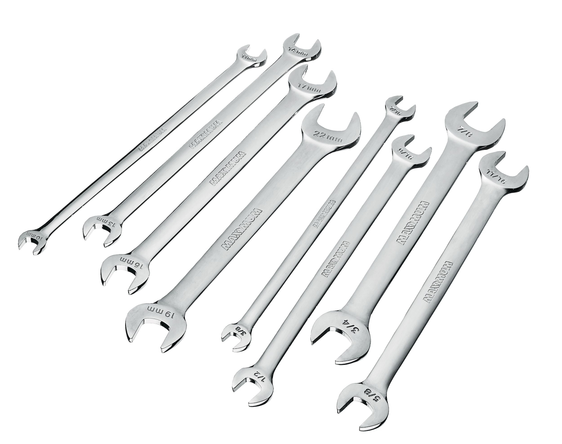 MAXIMUM Thin Profile Wrench Set SAE Metric Nickel Chrome Plating 8 pc Canadian Tire
