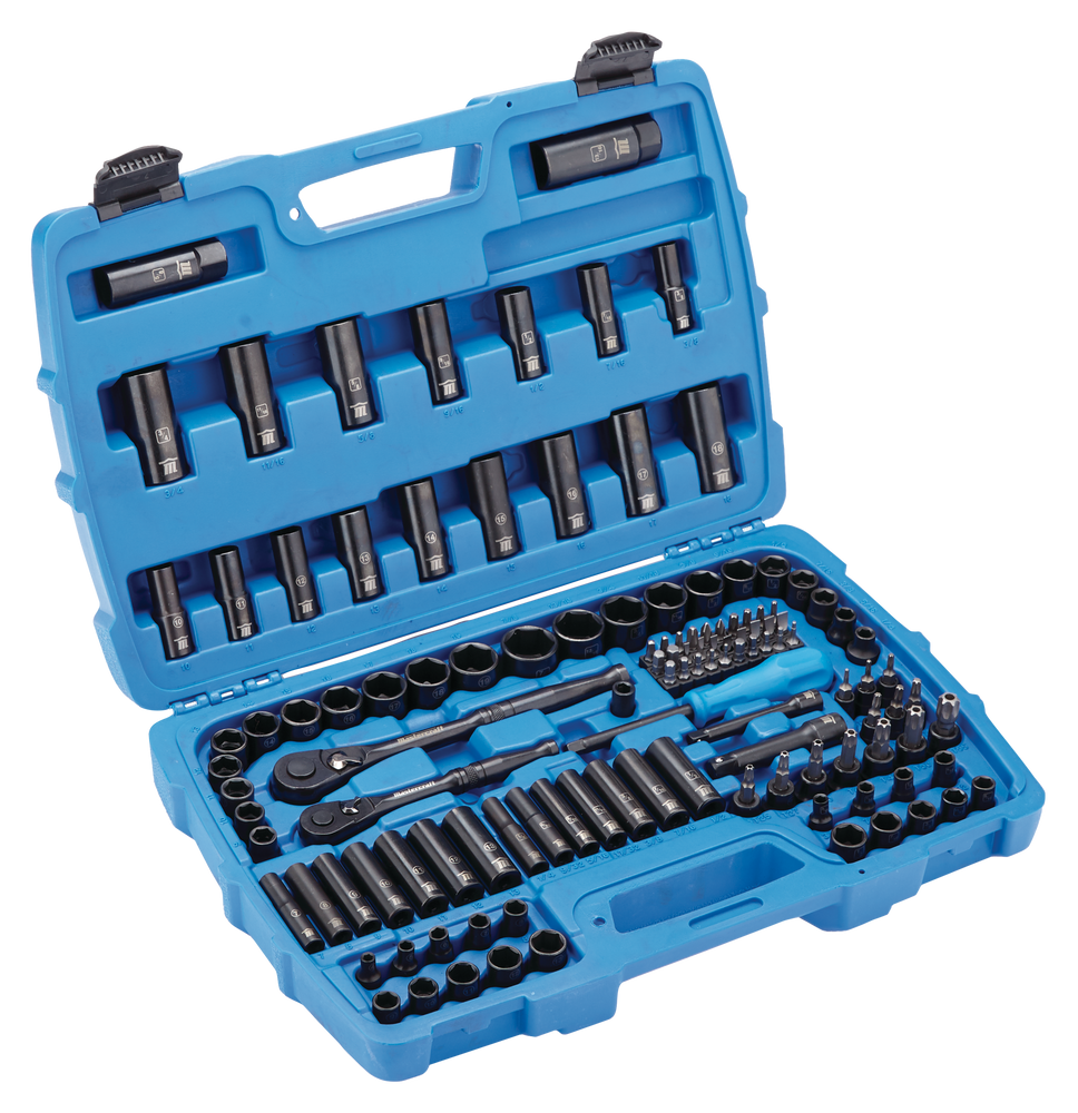 Mastercraft Socket Set, 122-pc, SAE / Metric, CRV, Black Steel Finish ...