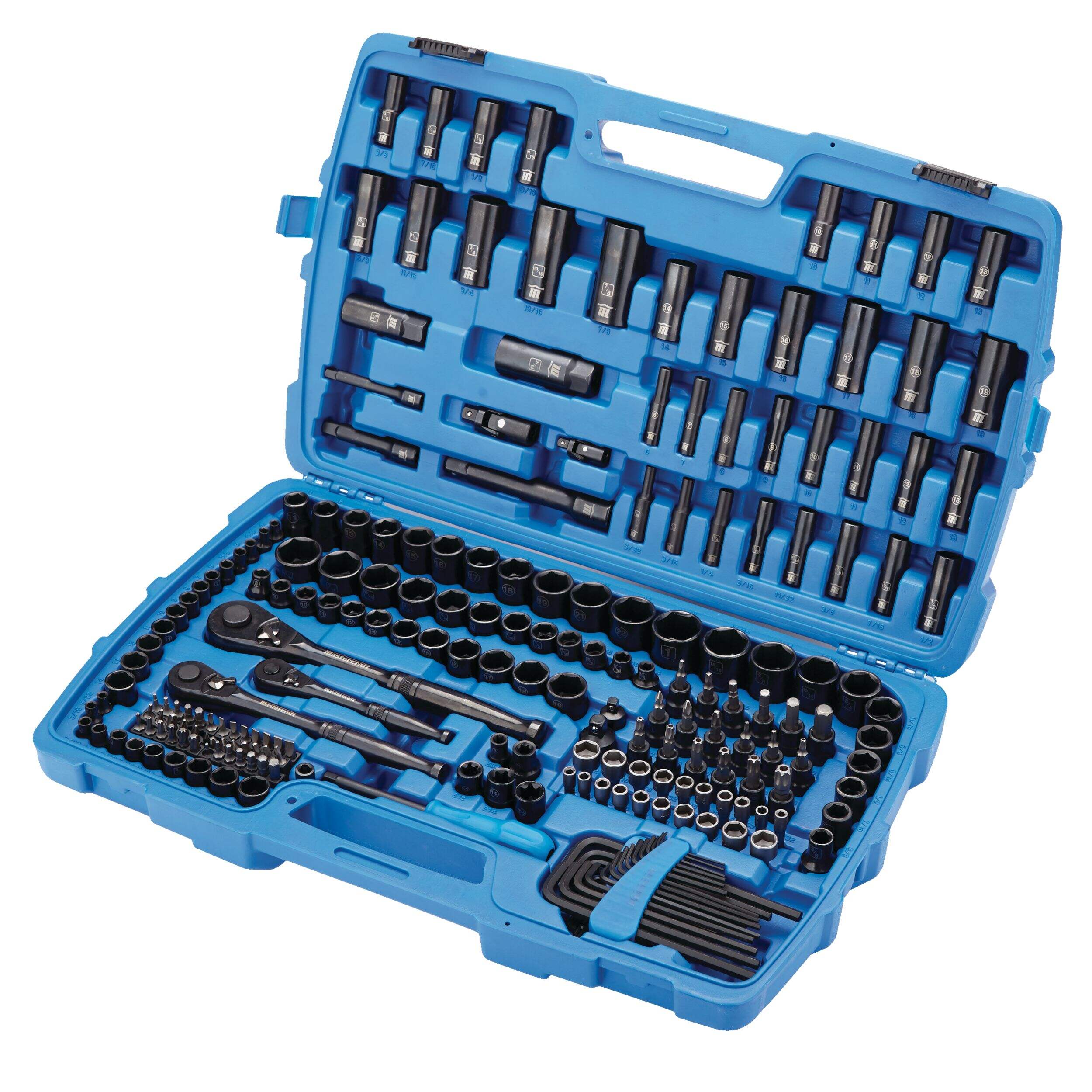 Mastercraft Socket Set, 229-pc, SAE / Metric, CRV, Black Steel Finish ...