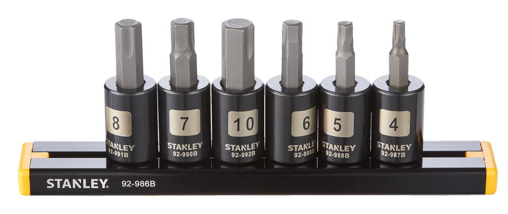 Stanley Professional Grade Black Chrome Hex Bit Socket Set, SAE, 6-pc ...