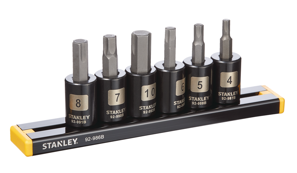 Stanley Professional Grade Black Chrome Hex Bit Socket Set, Metric, 6 ...