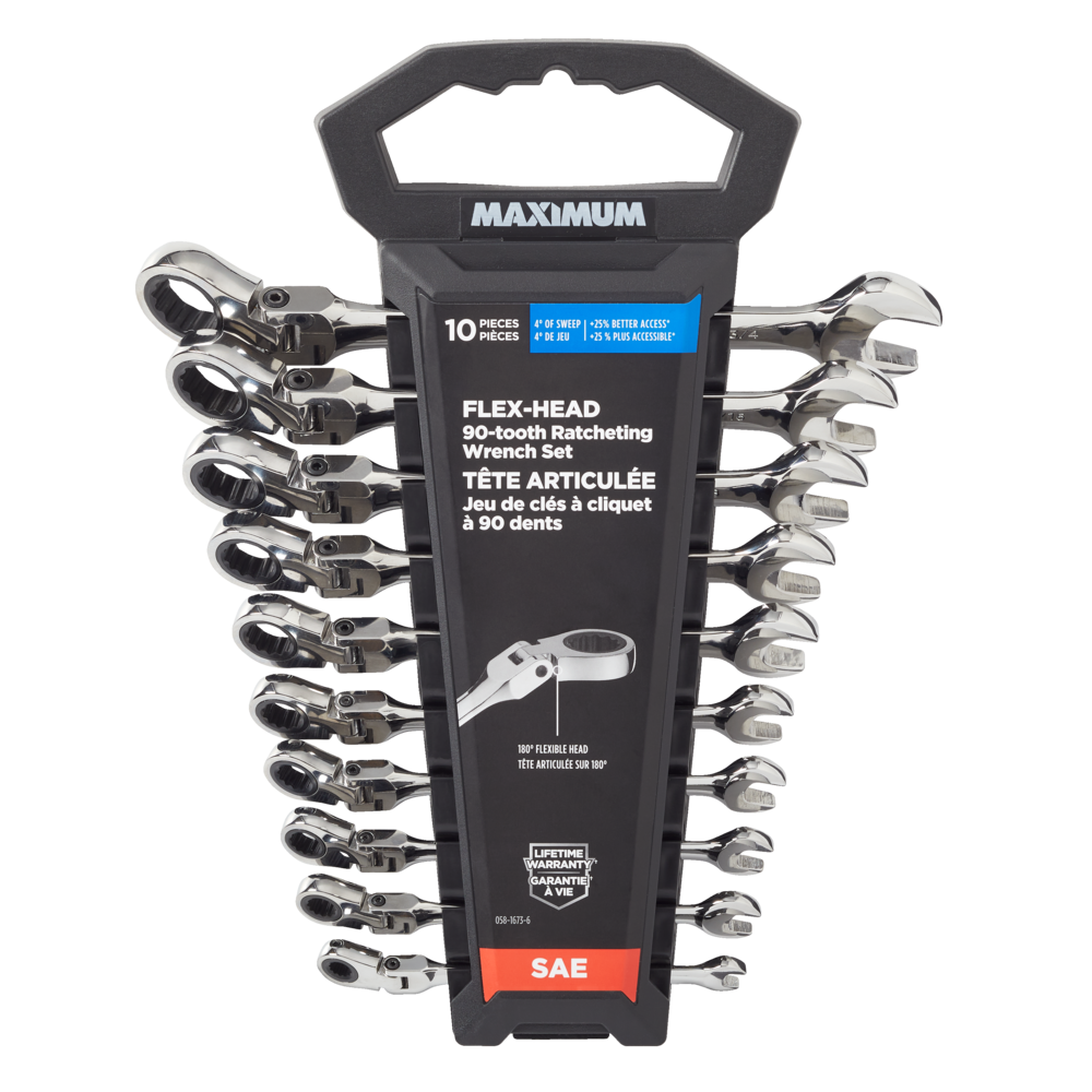 MAXIMUM 90-Tooth Flex Head Ratcheting Wrench Set, SAE, 10-pc | Canadian ...