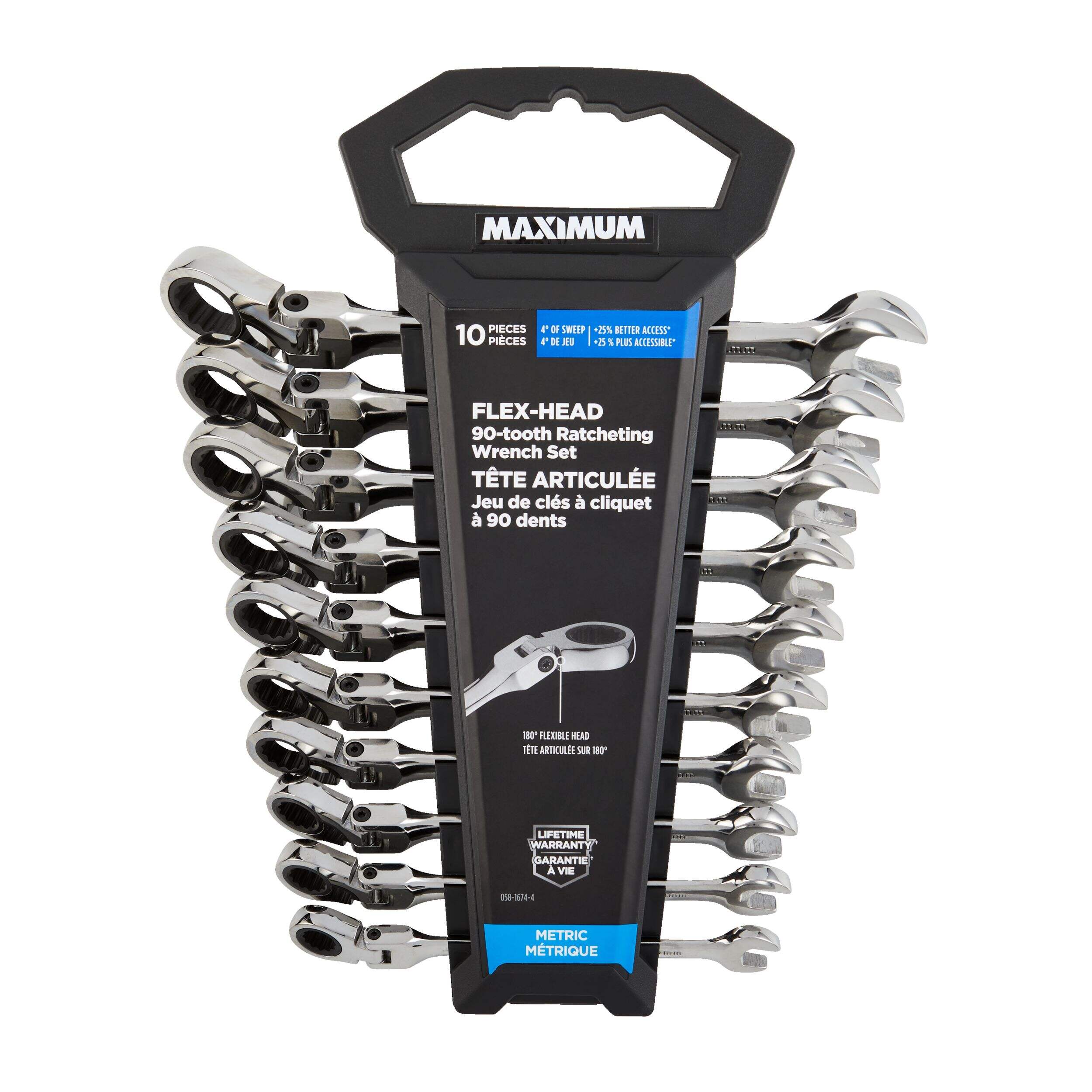 MAXIMUM 90-Tooth Flex Head Ratcheting Wrench Set, Metric, 10-pc | Canadian Tire