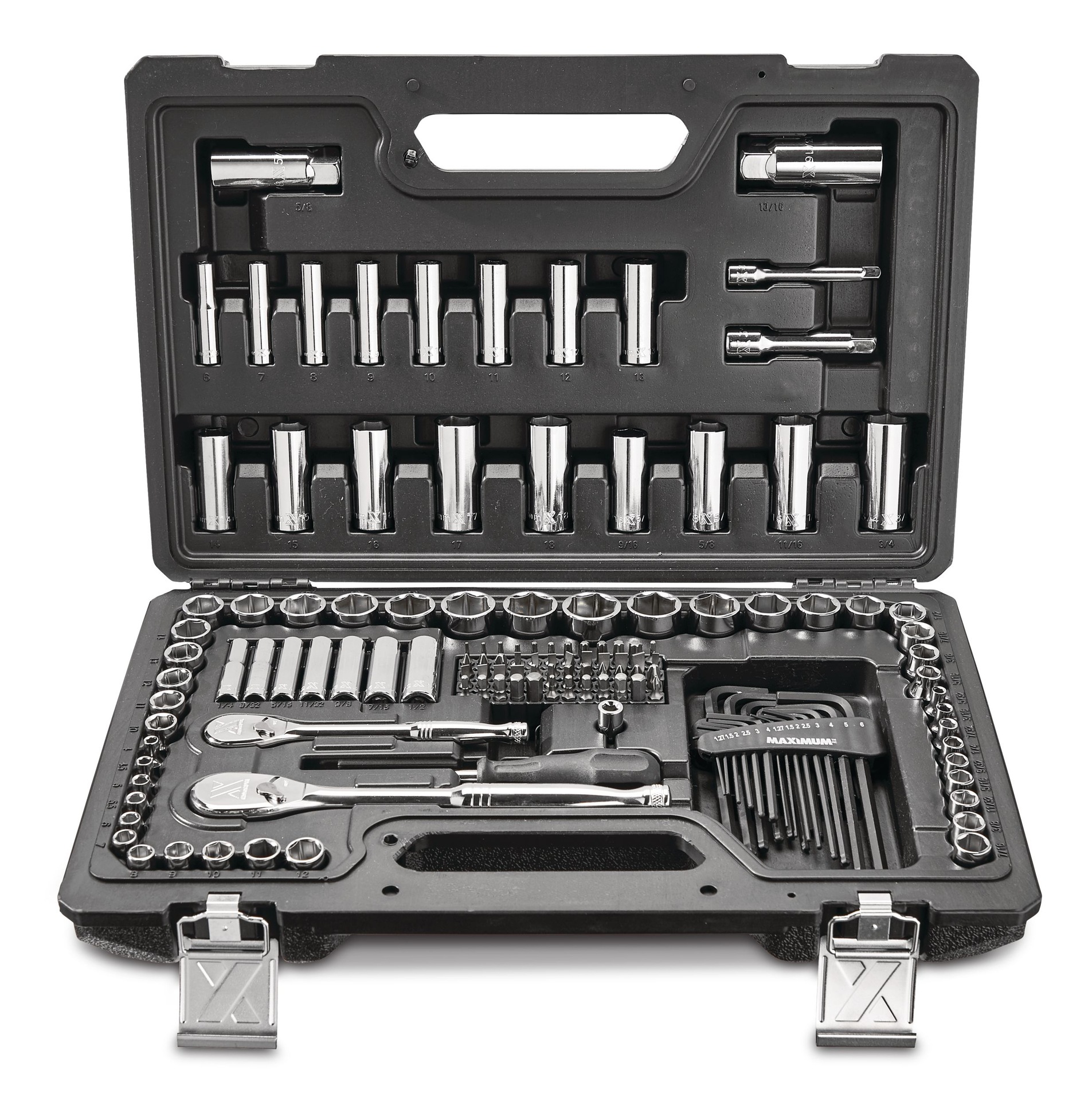 MAXIMUM Professional Grade Socket Set 150 pc CRV Nickel Chrome Plating Canadian Tire