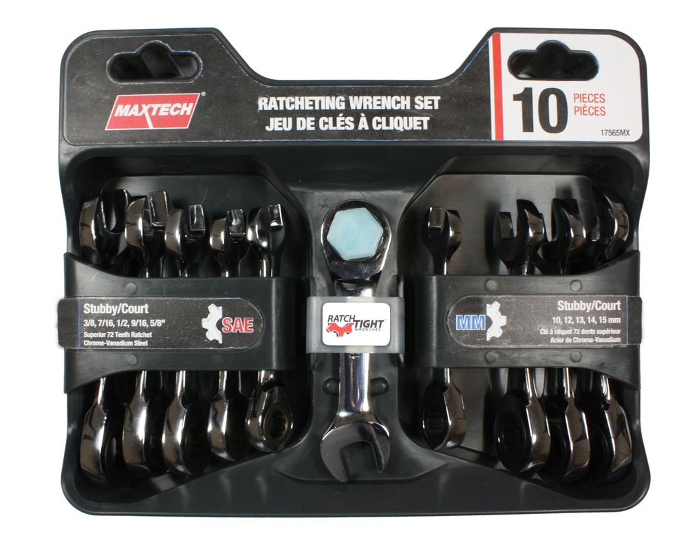 Maxtech Ratcheting Stubby Wrench Set, 10-pc | Canadian Tire