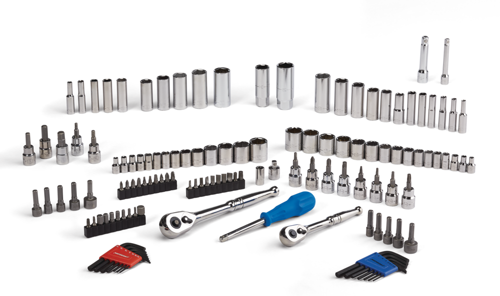 Mastercraft Socket Set, 128-pc, SAE / Metric, CRV, Nickel-Chrome ...