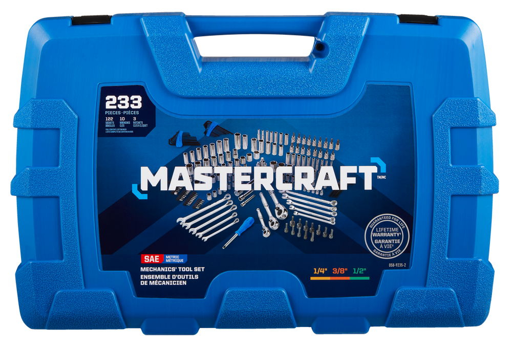 Mastercraft Socket Set, 233-pc, SAE / Metric, Nickel-Chrome Plating ...