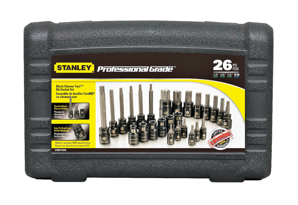 Stanley Professional Grade Black Chrome Torx Bit Socket Set, 26-pc, SAE ...