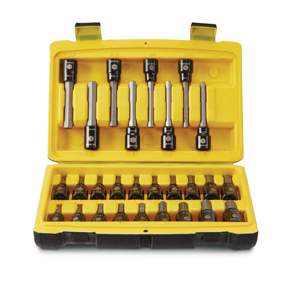 Stanley Professional Grade Black Chrome Hex Bit Socket Set, 27-pc, SAE ...