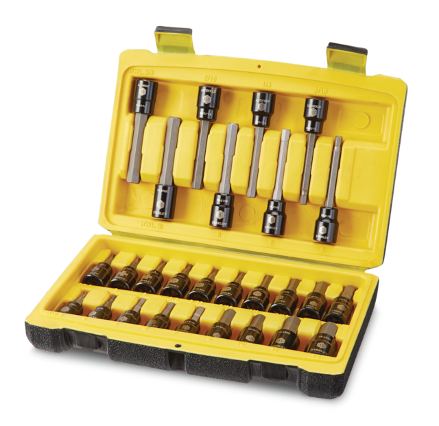 Stanley Professional Grade Black Chrome Hex Bit Socket Set, 27-pc, SAE ...